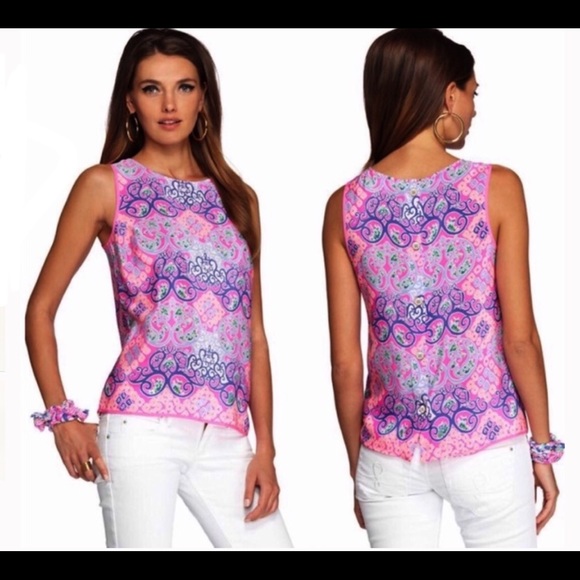 Lilly Pulitzer | Tops | Lilly Pulitzer Iona Shell Silk Print Blouse ...